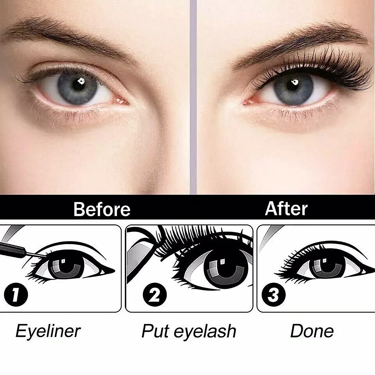 FEITA Upgraded Magnetic Eyelashes Kit with Eyeliner - 10 Pairs Magnetic False Lashes Natural Look with Applicator, 2 Tubes Magnetic Eyeliner - Easy to Apply & No Glue Needed Black
