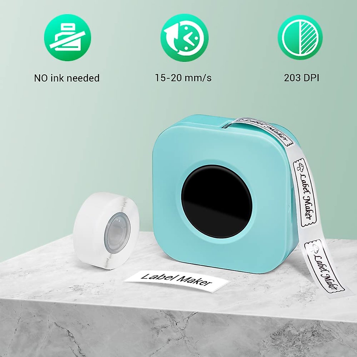 Label Maker Machine - Q30S Bluetooth Label Printer for Labeling, Handheld Thermal Sticker Maker for Smartphone, Mini Labeler with 3 Roll Labels Easy to Use for Office Home, Multiple Templates,Green