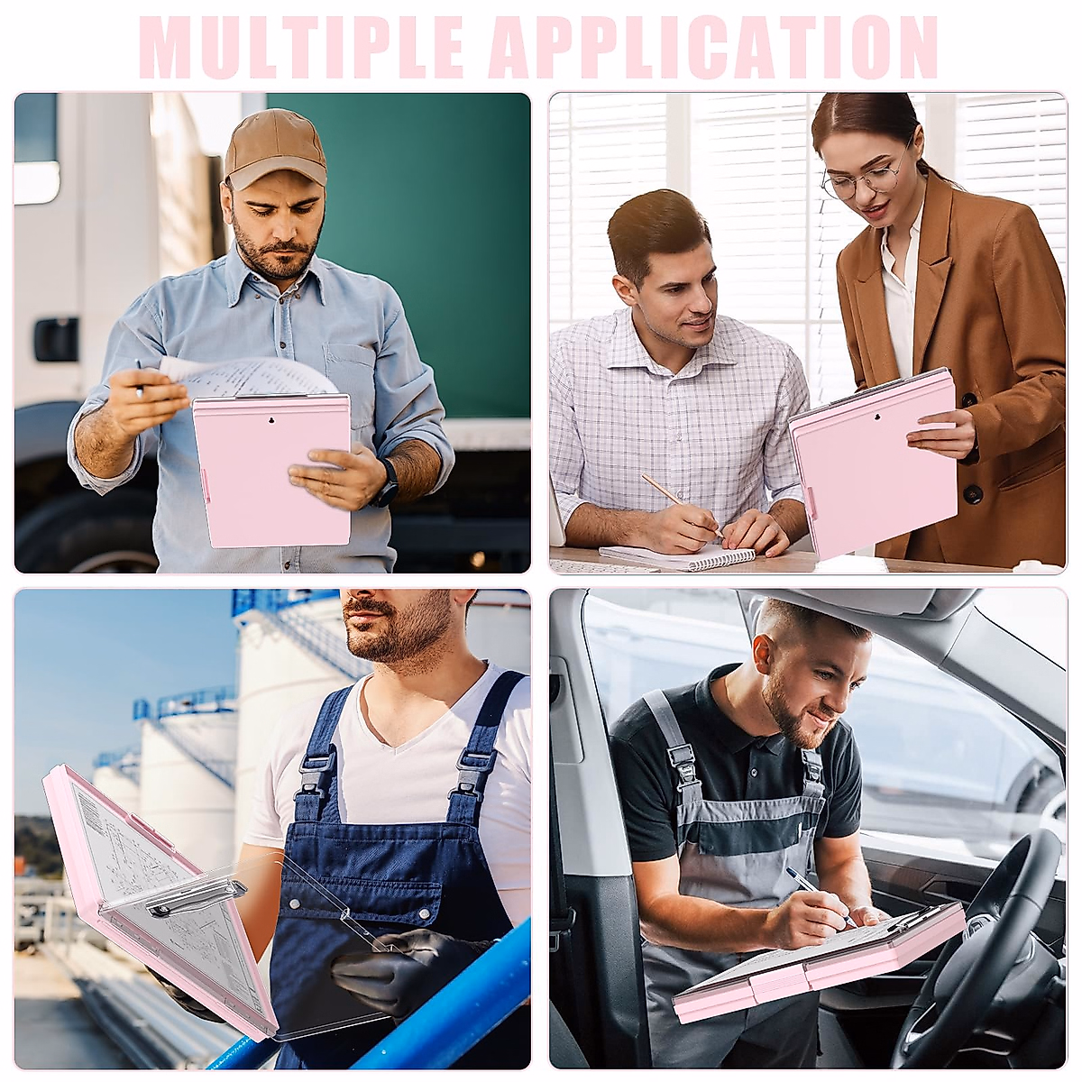 Hongri 8.5 x 11 Clipboard with Storage, Folder Nursing Clipboards Side Opening, Heavy Duty Clipboard with Dual Compartment Storage Box, Smooth Writing for Work, Office & School Supplies(Pink)