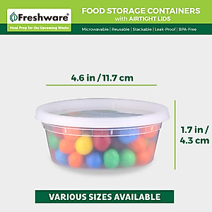 Freshware Food Storage Containers [240 Set] 8 oz Plastic Deli Containers with Lids, Slime, Soup, Meal Prep Containers | BPA Free | Stackable | Leakproof | Microwave/Dishwasher/Freezer Safe