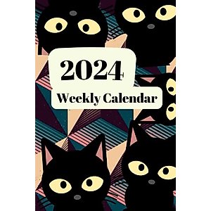 2024 Weekly Calendar, Planner, Notebook, 126 Pages, for Cat Lovers