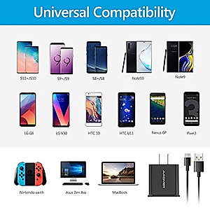 Adaptive Fast Charging USB Wall Charger Adapter 25W Dual Port with 2Pack 4ft USB Type C Cable for Samsung Galaxy S10 / S10+ / S10e / S9 / S8, Other USB-C Devices