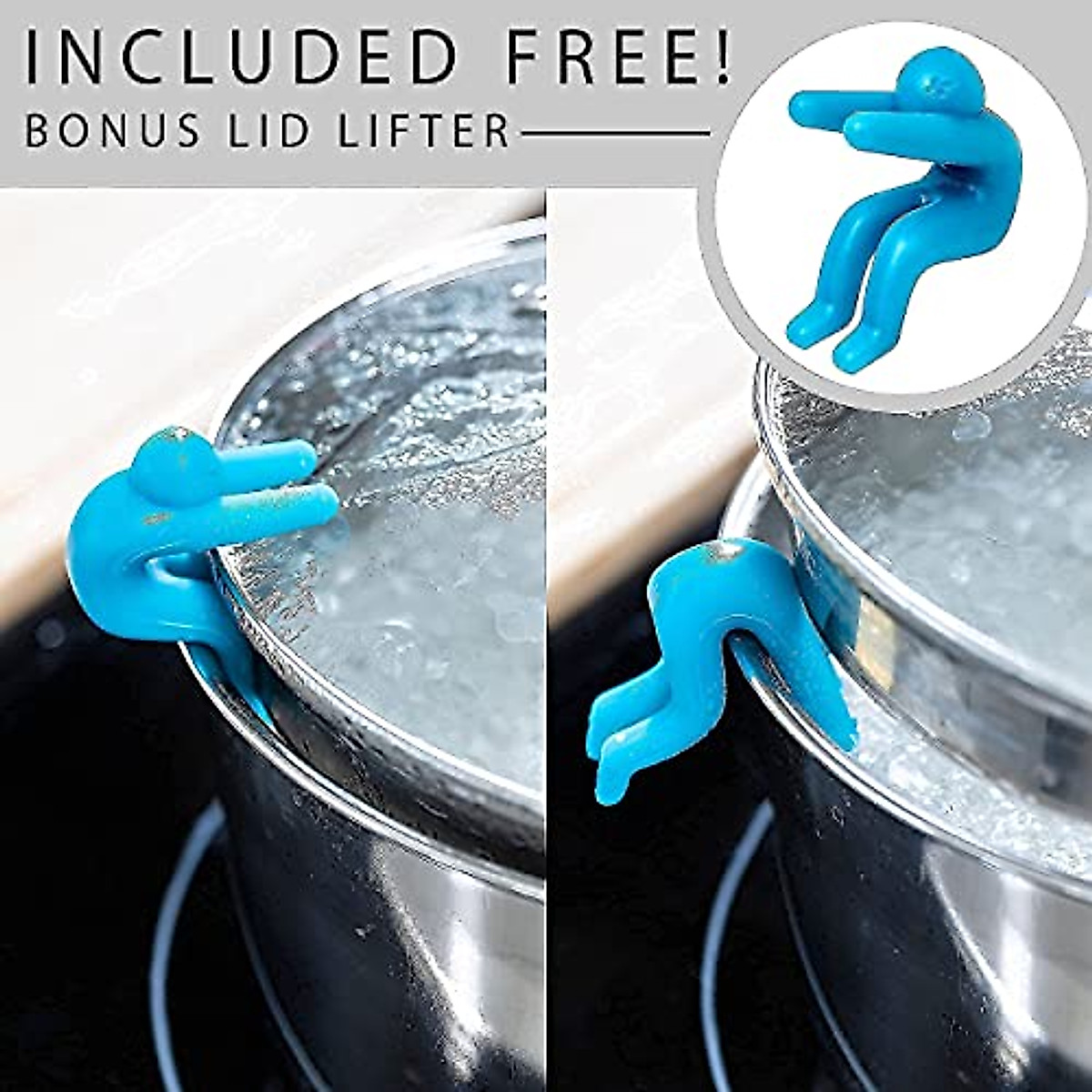 SleepySpoon Rest with Pot Lid Holder – Cool Kitchen Gadget Keeps Countertops Clean - Includes Bonus Silicone Lid Lifter