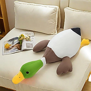 Pasrdqoyp Mallard Duck Plush,Mallard Duck Stuffed Animals, Soft Furry Duck Stuffed Animal Pillow,Huge Duck Plush Hugging Pillow Gifts for Every Age (29.5in)