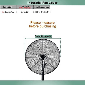 ELONGRIVER Industrial Fan Cover, Waterproof & Dustproof Protection Cover for Pedestal Fan or Wall Mount Fan Made of Heavy Duty Polyester (Black, 28" x 9" x 28")