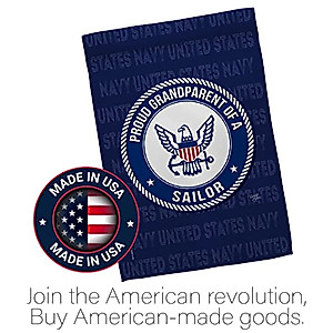 Breeze Decor Proud Grandparent Sailor Garden Flag Armed Forces Navy USN Seabee United State American Military Veteran Retire Official House Banner Small Yard Gift Double-Sided, Made in USA