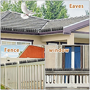 12 Pcs Bird Spikes, Fence Spikes for Bird Pigeon Cat, Plastic Bird Deterrent Spikes Defender for Garden, Fence, Roof and Wall (Black)