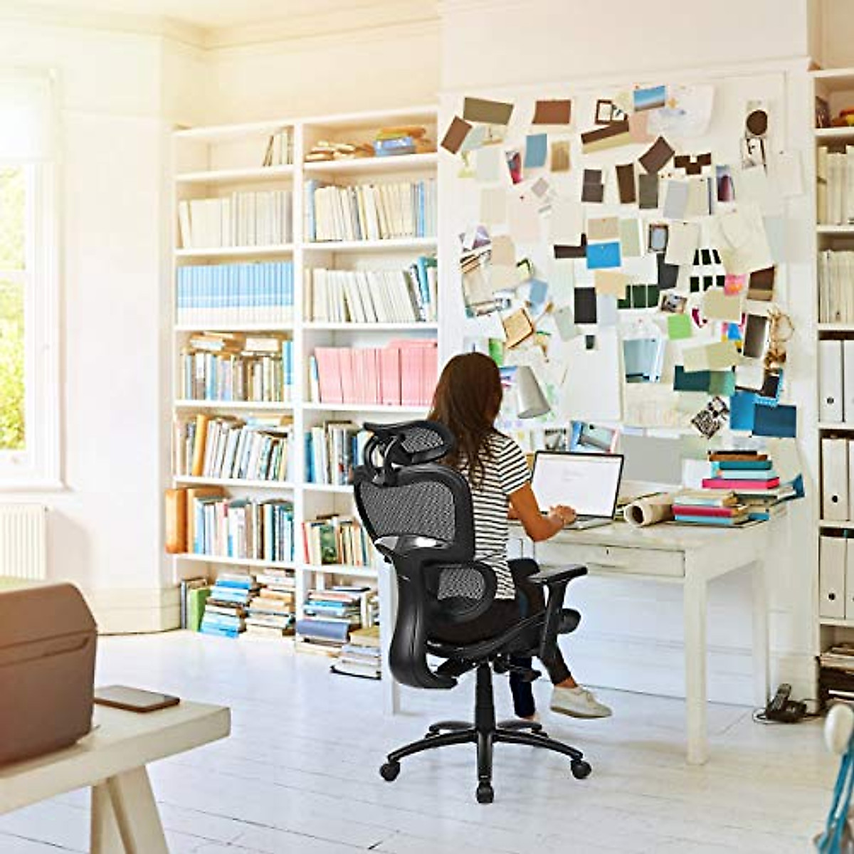 POWERSTONE Ergonomic Office Chair - High Back Computer Chairs with Adjustable Headrest Armrests and USB Massage Lumbar Support Gaming Chair 140°Reclining Breathable Mesh Back