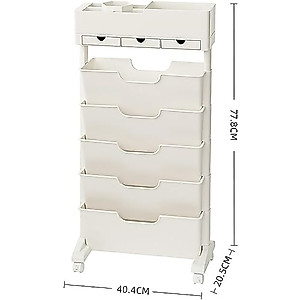 EFLALYHG Multifunctional Bookshelf, Mini Detachable Cart with Universal Wheels, Six-Tier Rolling Cart, Book Storage Organizer for Kitchen, Bathroom, Living Room, Office,Pink