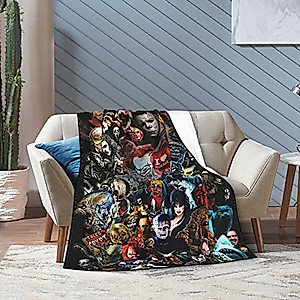 Halloween Horror Movies Throw Blanket Super Soft Flannel Air Conditioning Blanket for Couch Sofa Chair Office Travelling Camping Gift in All Seasons,50×40inch