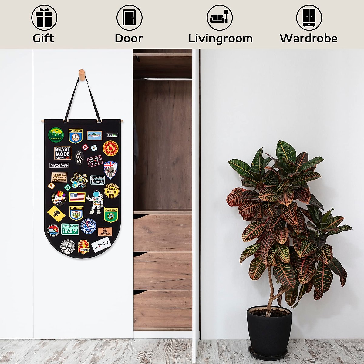 JOYMOMO Hanging Patch Display Panel Holder Foldable Patch Organizer for Military Army Combat Morale Uniform (Black)（Patch are Not Included）