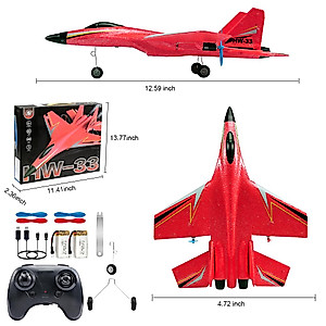 Fremego Su-27 RC Airplane,2.4GHz 2 Channel Remote Control Plane with Gyro Night Lights and 2 Batteries, Easy to Fly for Adults, Beginners and Kids Toy