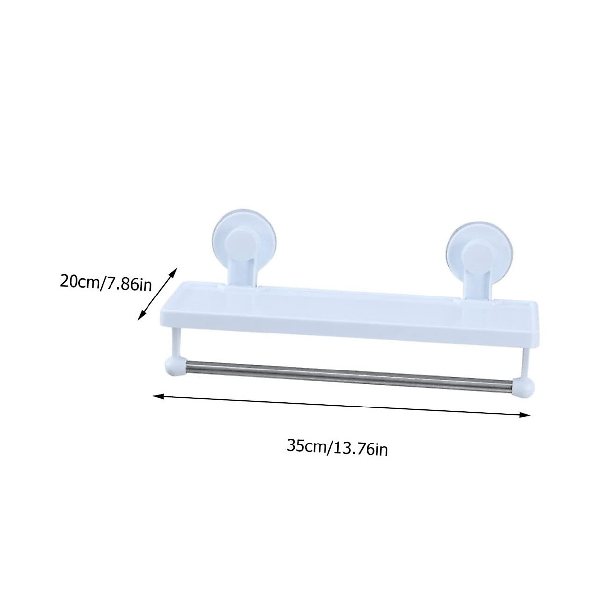 FONDOTIN 1pc Storage Rack Suction Cup Kitchen Rail White Storage Shelf Hanging Holder Wall Shelf Kitchen Storage Bathroom Shelf Organizer Door Adhesive Towel Bar Bathroom Storage Basket