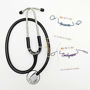 Personalized handmade custom stethoscope name ID tag Colorful copper wire name labels, charm Customize any letters and text,An excellent gift for doctors, nurses and nurse practitioners (optional)