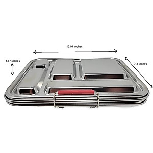 Flatbush Goods Leak Resistant Stainless Steel Bento Lunchbox with Silicone Seal, 2 Leak Proof Containers and 5 Compartments - Durable and Sustainable for Adults and Kids 5 and Older (Red)