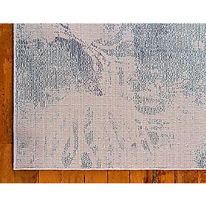 Unique Loom Positano Collection Coastal Modern Coral Lobster Shells Light Blue Area Rug (9' x 12')