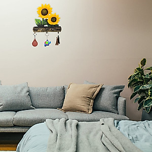 YARNOW Metal Key Holder Hooks Sunflower Wall Hanger Decorations Multi- for Door Kitchen Corridor Foyer Bedroom University Dormitory, 3 Hook Racks