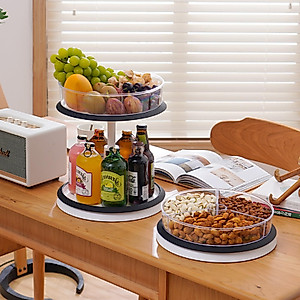 ROYALITA 2 Tier Lazy Susan Organizer for Cabinet, Upgraded 11.5" Clear Lazy Susan Turntable for Table, Detachable 360° Rotating Lazy Susan Spice Storage for Kitchen, Pantry, Refrigerator, Countertop