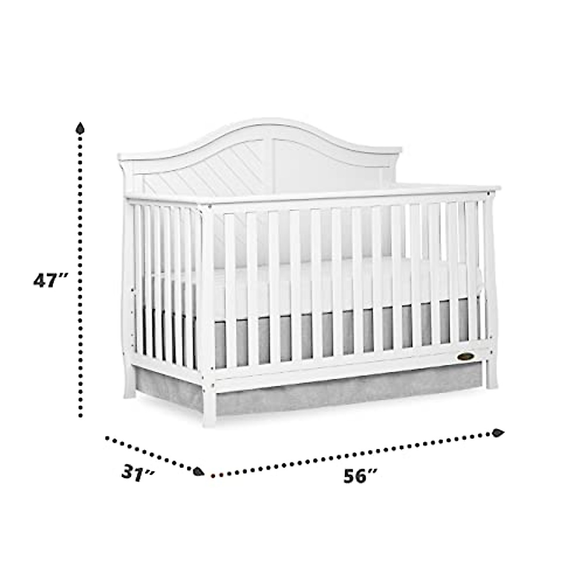 Dream On Me Kaylin 5-in-1 Convertible Crib in White, Greenguard Gold Certified 56x31x47 Inch (Pack of 1)