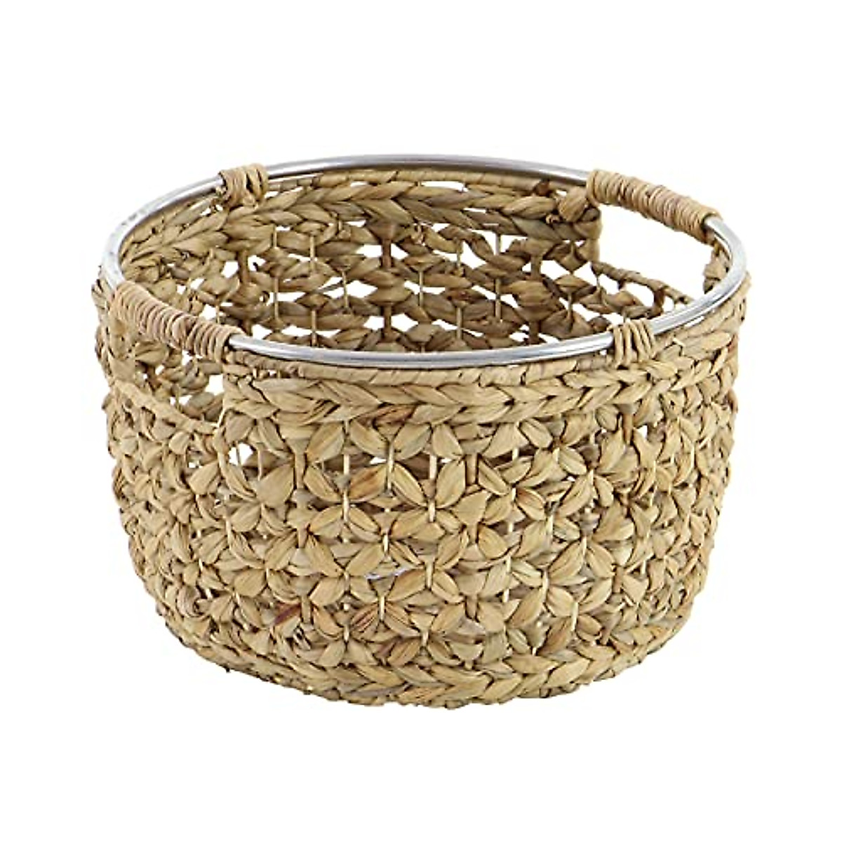 Deco 79 Seagrass Handmade Storage Basket with Metal Handles, Set of 3 15", 17", 19"W, Light Brown