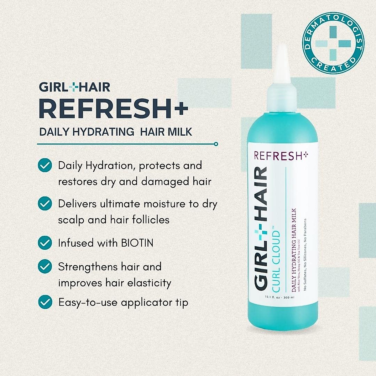 GIRL+HAIR Apple Cider Vinegar Hair Rinse and Hydrating Hair Milk Set (2x10.1 fl oz) | Remove Buildup, Reduce Dandruff, Encourage Growth | No Parabens or Sulfates | For All Hair Types