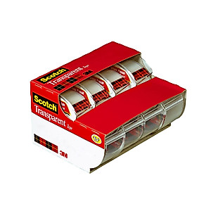 Scotch Transparent Tape, 4 Dispensered Rolls, Versatile, Clear Finish, Engineered for Office and Home Use, 3/4 x 850 Inches (4814)