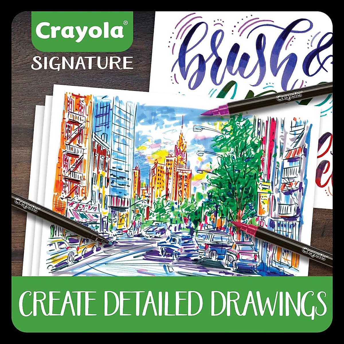 Crayola Brush & Detail Dual Tip Marker Set (32ct), Adult Coloring Markers, Gifts for Teens & Adults