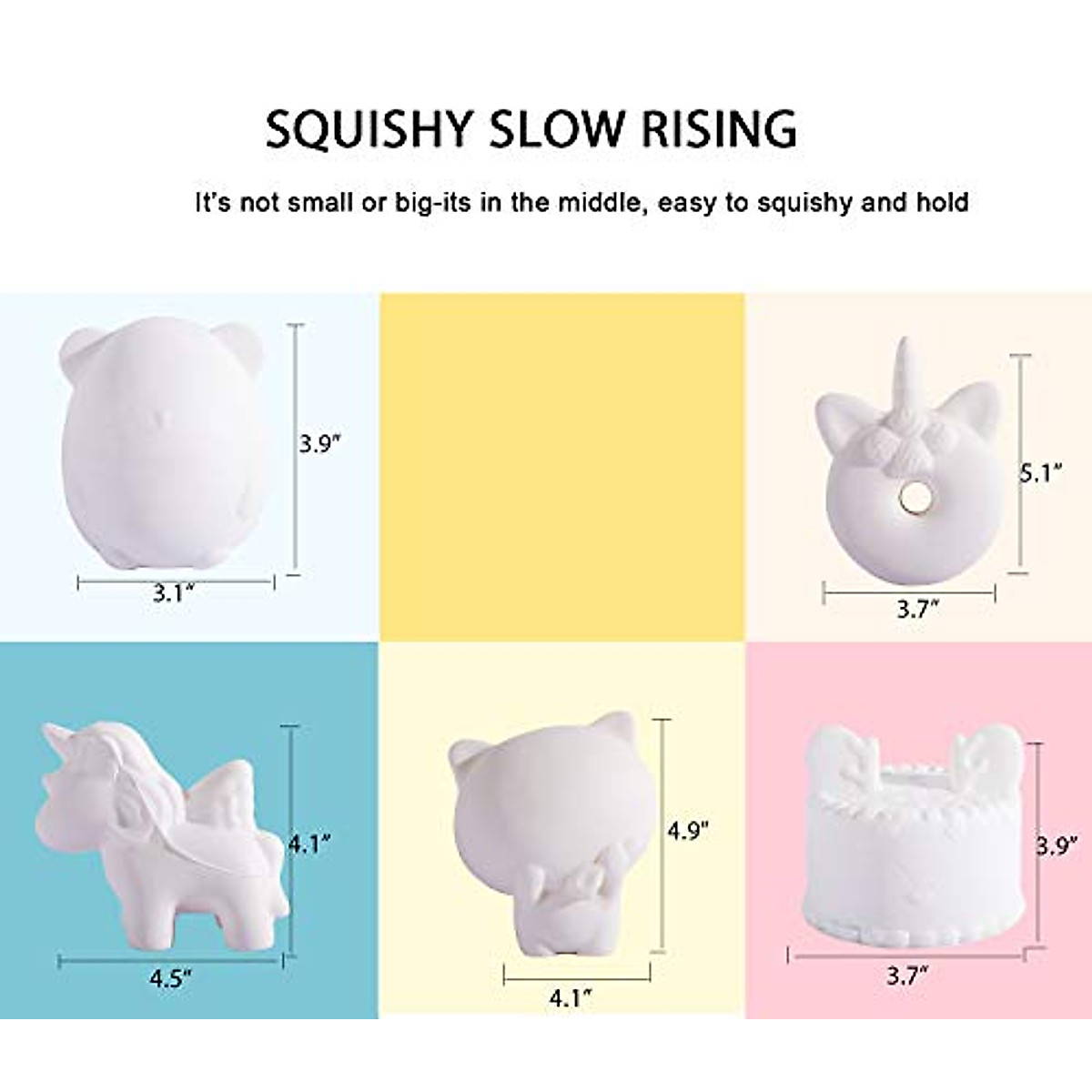 Squishies Toys for Kids, Paint Your Own Squishies - 3D Blank Arts and Crafts Gift for 3 4 5 6+ Years Old Boys Girls, Stress Relief Toys for Kid Adult, Kawaii DIY Animal Squishy Toys(5 Pcs)