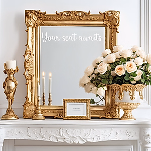Wedding Seating Chart Decal - Wedding Sign Decor DIY Wedding Decals - Seating Chart Mirror Decal - Wedding Vinyl - Your Seat Awaits (18" x 3")
