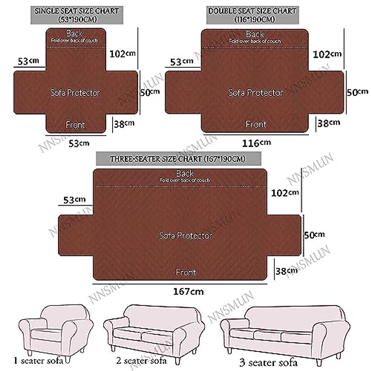 Armrest Chair Covers, Sofa Arm Protector Covers, Plush Armchair Cover, Furniture Protector Corner Sofa, Stretch Armchair Couch Arm Rest Cover for Recliner, Chair, Sofa (Beige,3 seater(167*190CM))