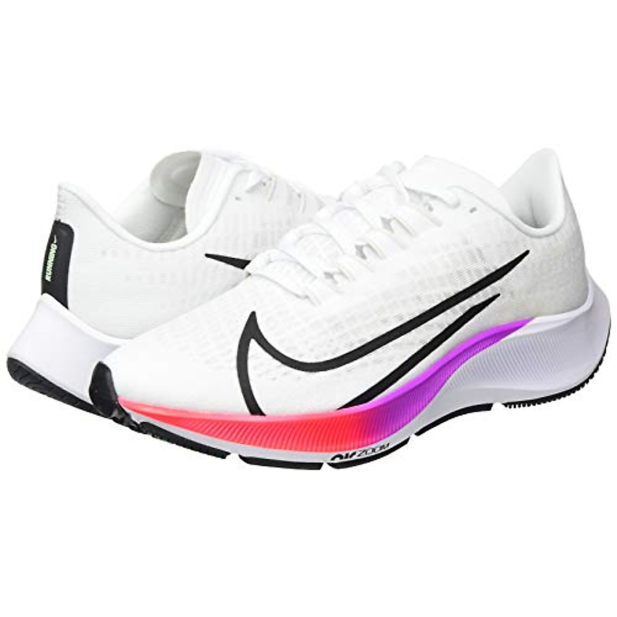 NIKE Women's Race Running Shoe, White Flash Crimson Hyper Violet Spruce Aura Vapor Green Black, 8.5