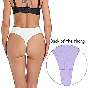 Umiehary 6 Pieces Ribbed Cotton Women High Cut Stretch T Back Thongs Active Panties Size XLarge