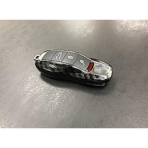 iJDMTOY Direct Replacement Black Carbon Fiber Pattern Key Fob Side Panel Trims Compatible with Porsche Cayenne Panamera Macan 911, etc