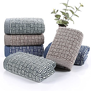 Pidada Hand Towels Set of 2 100% Cotton Checkered Pattern Absorbent Soft Decorative Towel for Bathroom 13.4 x 29.1 Inch (Gray)
