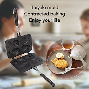 Taiyaki Fish Shaped Cake Pan, Non stick Waffle Cake Maker with Anti Scalding Handle, Pancake Baking Double Pan ,Non Stick