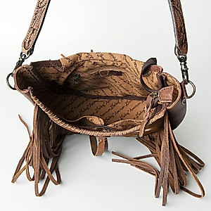 American Darling Large Crossbody Hand Carved Leather Fringe Purse for Women Western Handbags Purses Clutch Shoulder Bags (ADBG351)