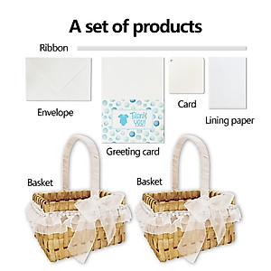 WANGZHAOKEJISM 2 Pack Flower Girl Basket，Flower Basket for Weddings Bridal Anniversary Party Decor，Handwoven Easter Basket，Wicker Basket for Wedding Flower Girl