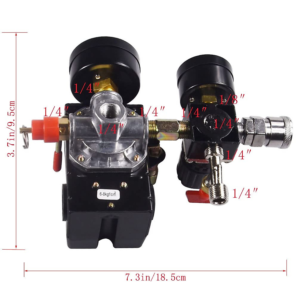 FBANG air Compressor Pressure Switch with Pressure Regulator, 90-120 PSI air Compressor Switch equips Pressure Gauge