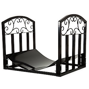 Pure Garden 50-126 Log Storage Rack-Metal Firewood Holder, Black