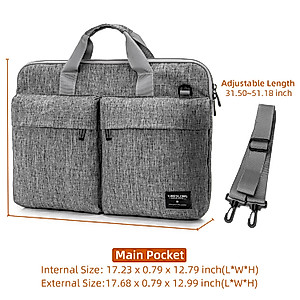 KINGSLONG Slim 17.3 inch Laptop Bag Sleeve Carrying Case with Shoulder Strap, Notebook Ultrabooks Computer Handbag Cover for Men Women Fit for Acer Asus Lenovo HP Toshiba Grey