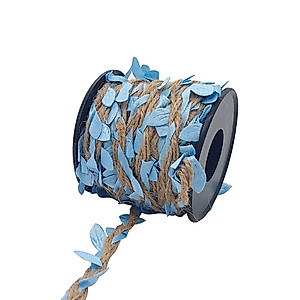 Burlap Leaf Ribbon 2 Rolls 66 Feet Total 5mm Natural Jute Twine with Artificial Green Leaves Braided Decorated Vine for Jungle Safari Party Wedding Garden Home Decor