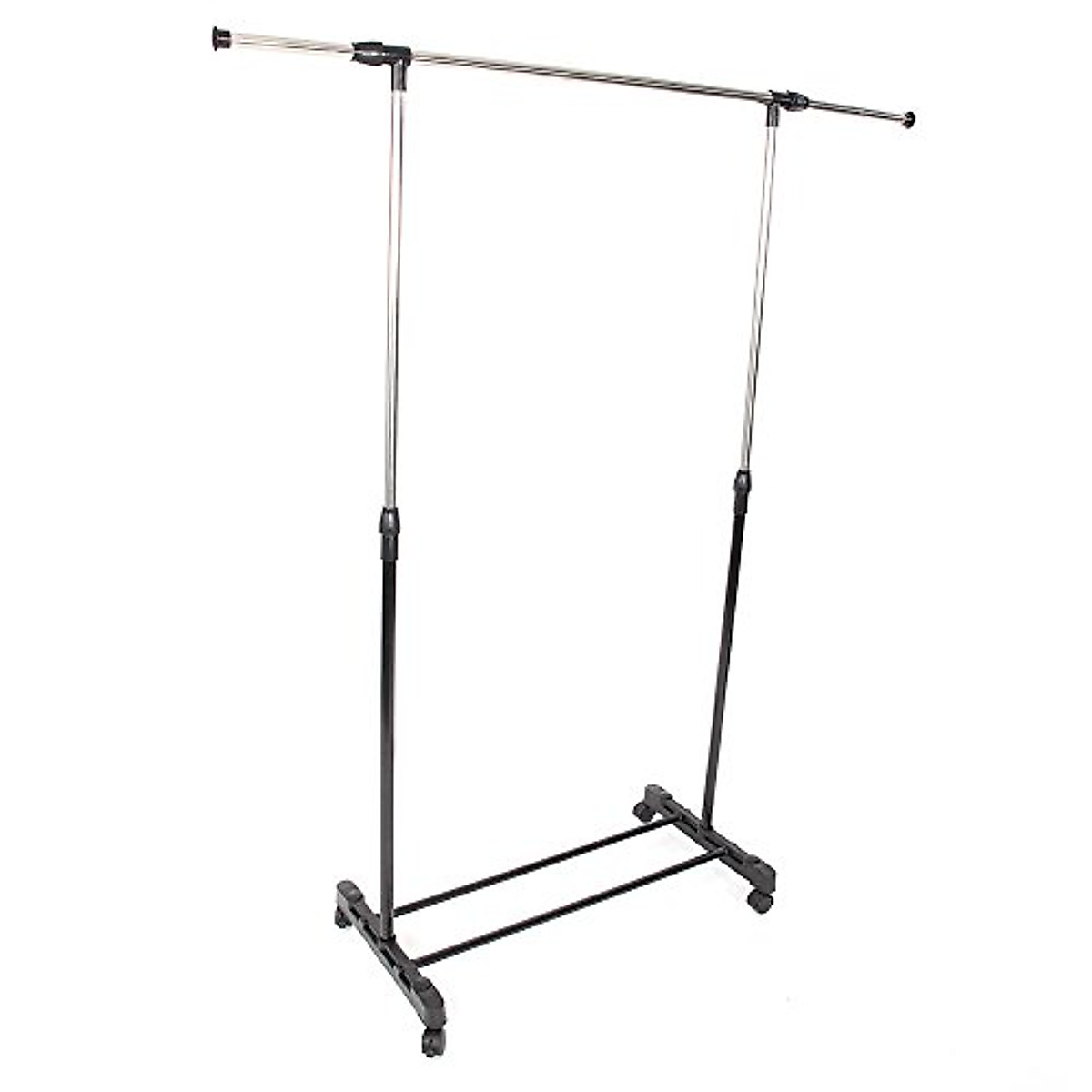 Guangshuohui Clothes Garment Rack, Clothing Rolling Rack on Wheels and Bottom Shelves, Black & Silver (A)