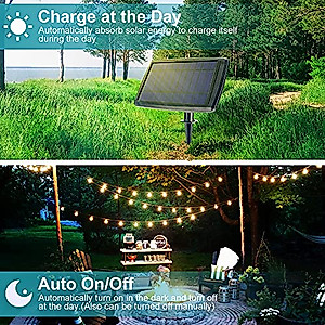 DAMAING Solar String Lights Outdoor 48Ft LED String Lights with 16 Shatterproof Bulbs,USB Rechargeable Patio Lights with 4 Lighting Modes,Heavy Duty Waterproof Solar Powered String Lights