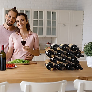 Bamboo Wave Wine Rack, Wine Bottle Stand, 14 Bottles Wine Holder Organizer for Cabinet, Table, Pantry,Wine Cellar, Elegant and Modern Rack,Wooden Wave Wine Rack,Table Top Wine Storage,Wave Wine Rack