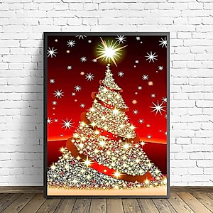 Christmas Tree Diamond Painting Kits for Adults - 5D Diamond Art Kits for Adults Kids Beginner,DIY Round Full Drill Paintings with Diamonds Gem Art for Adults Home Wall Decor Gifts 11.7x15.8inch