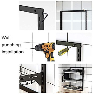 FEHUN Sinks,3-Layer Wall-Mounted Dish Drying Rack，Kitchen Rack,201 Stainless Steel Kitchen Dish Rack Drain Rack with Drain Tray