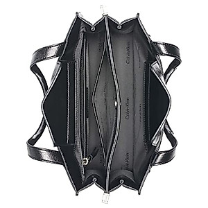 Calvin Klein Citrine Organizational Satchel, Black/Silver