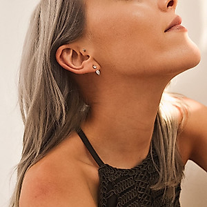 Double Pear Shaped Cubic Zirconia Ear Jacket Earrings in Sterling Silver CZ Front Back Earrings