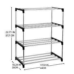 Xerhnan 4-Tier Stackable Small Shoe Rack, Lightweight Shoe Shelf Storage Organizer for Entryway, Hallway and Closet(Black)