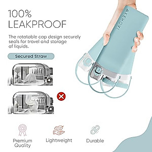 KEHOVI Collapsible Water Bottles, Leakproof Straw Clamping Lid. Reusable Foldable Portable Sports Water Bottle for Gym Camping Hiking Travel Must Have, BPA Free (Teal)